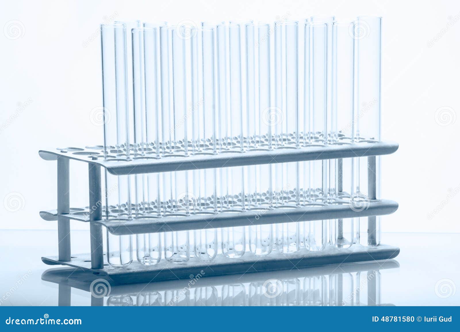 Set of Empty Test Lab Tubes on Stand Stock Photo - Image of blue ...