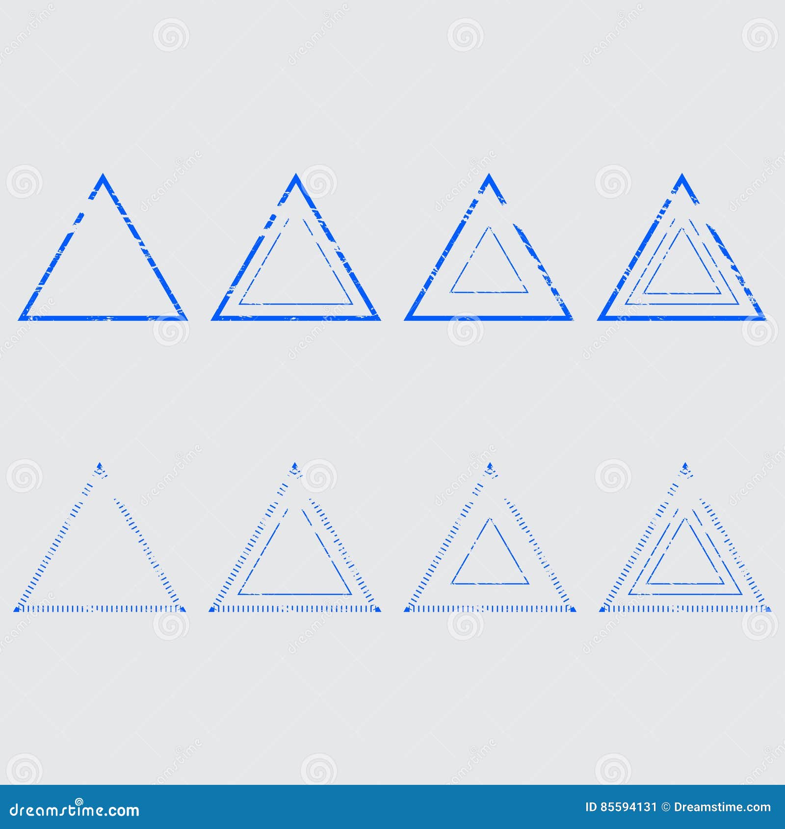 Triangular Stamps Collection. Grunge Triangles, Banners, Insignias ...
