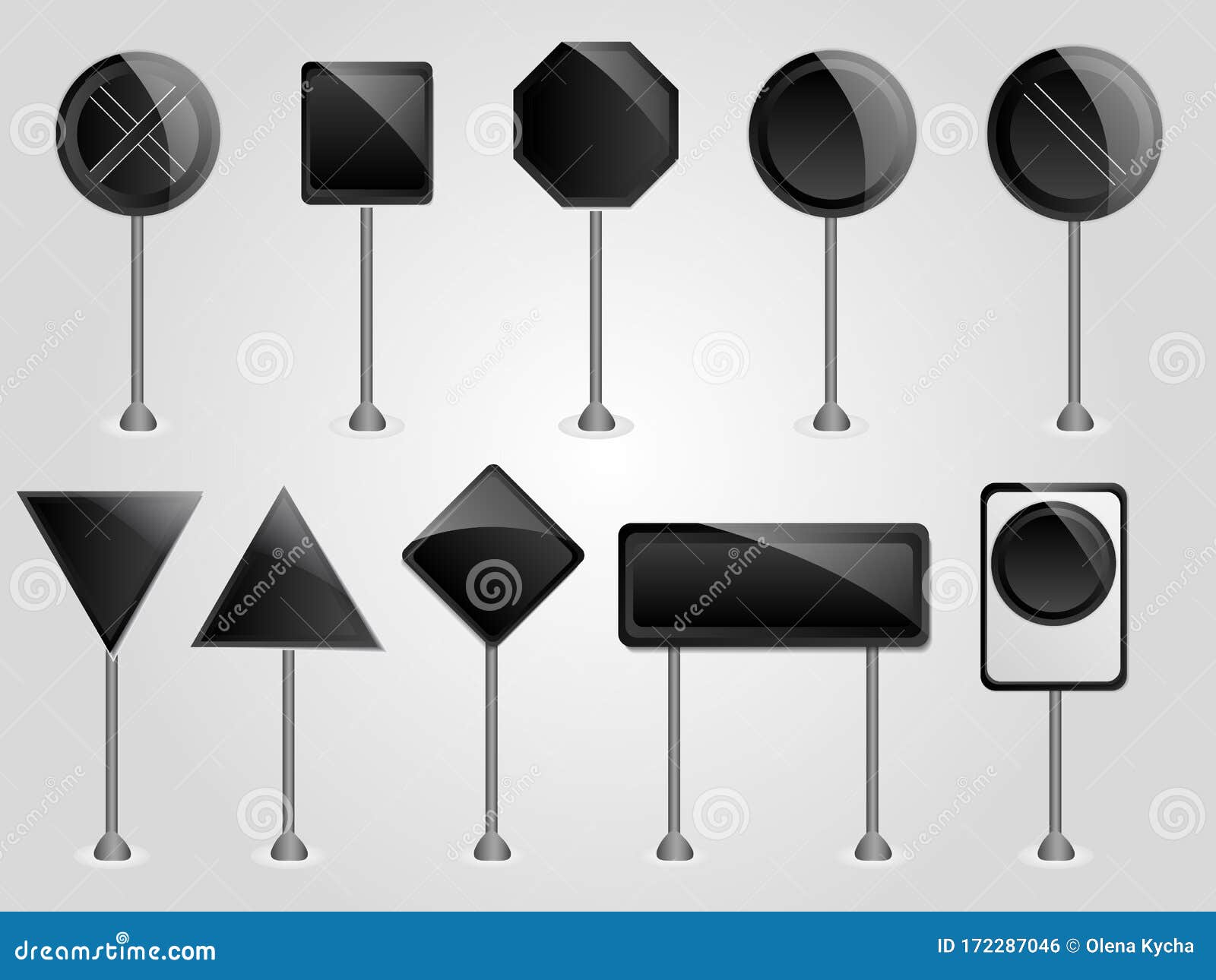Set of Empty Volume Road Signs. Realistic Scalable with 3d Volumetric ...