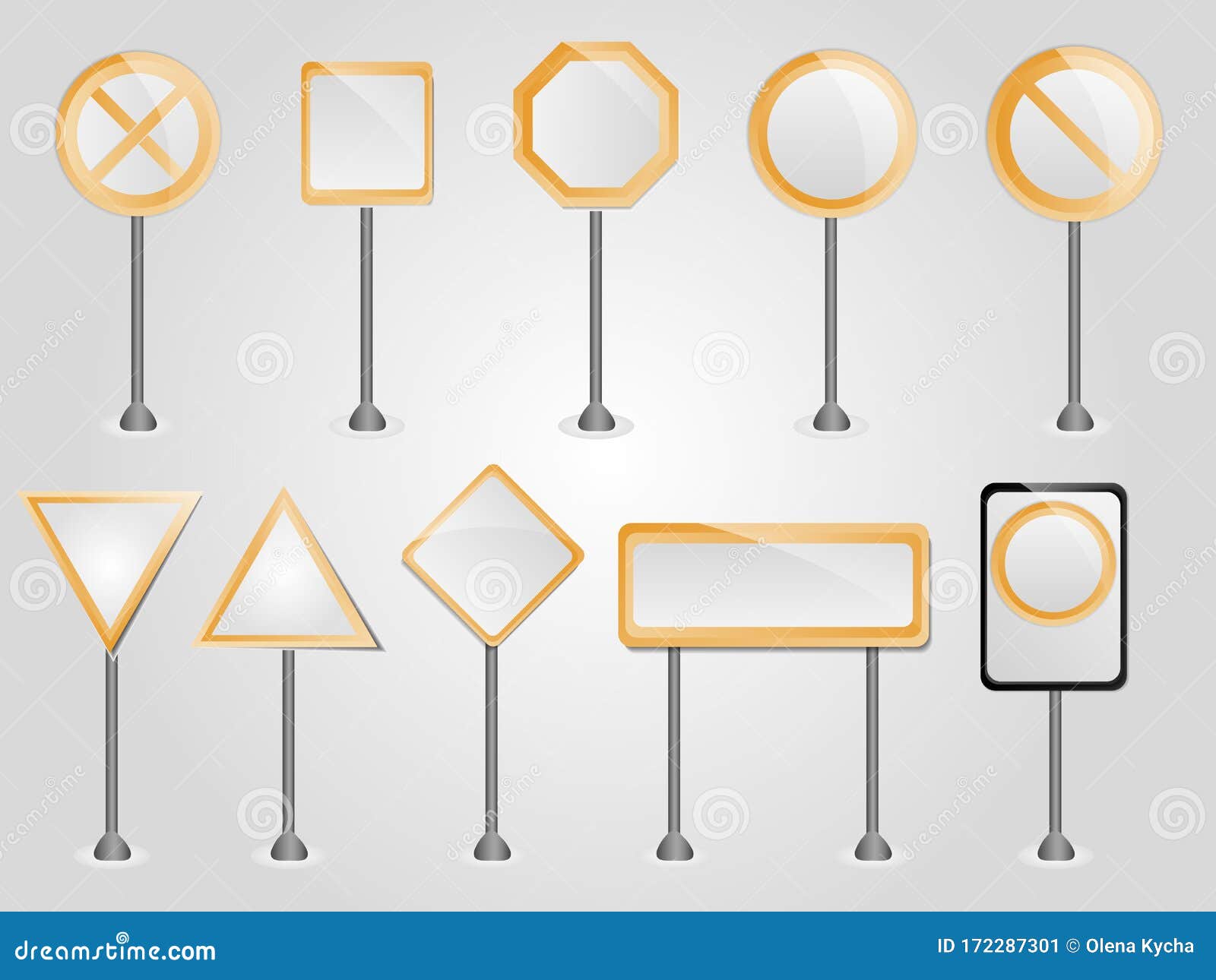 Set Of Empty Volume Road Signs. Realistic Scalable With 3d Volumetric ...