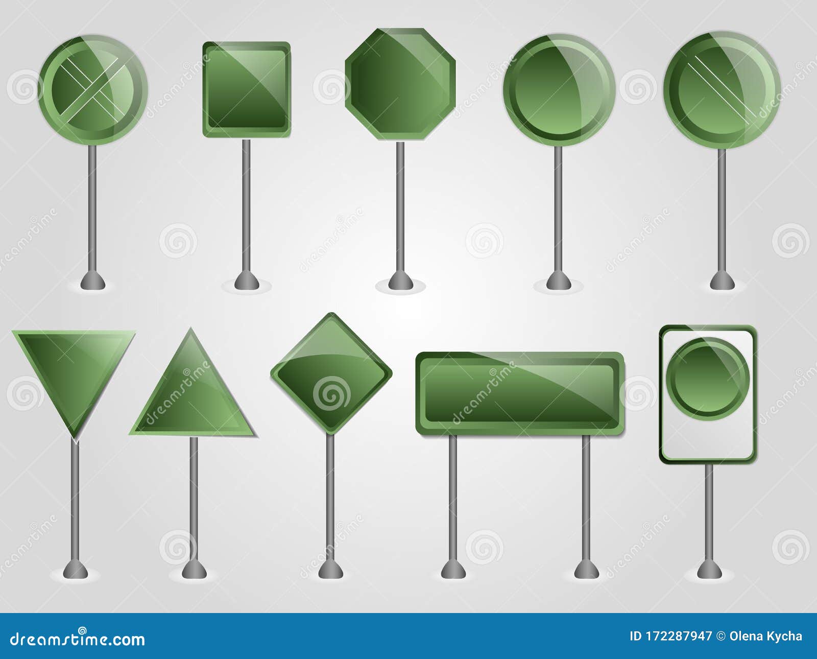 Set Of Empty Volume Road Signs. Realistic Scalable With 3d Volumetric ...