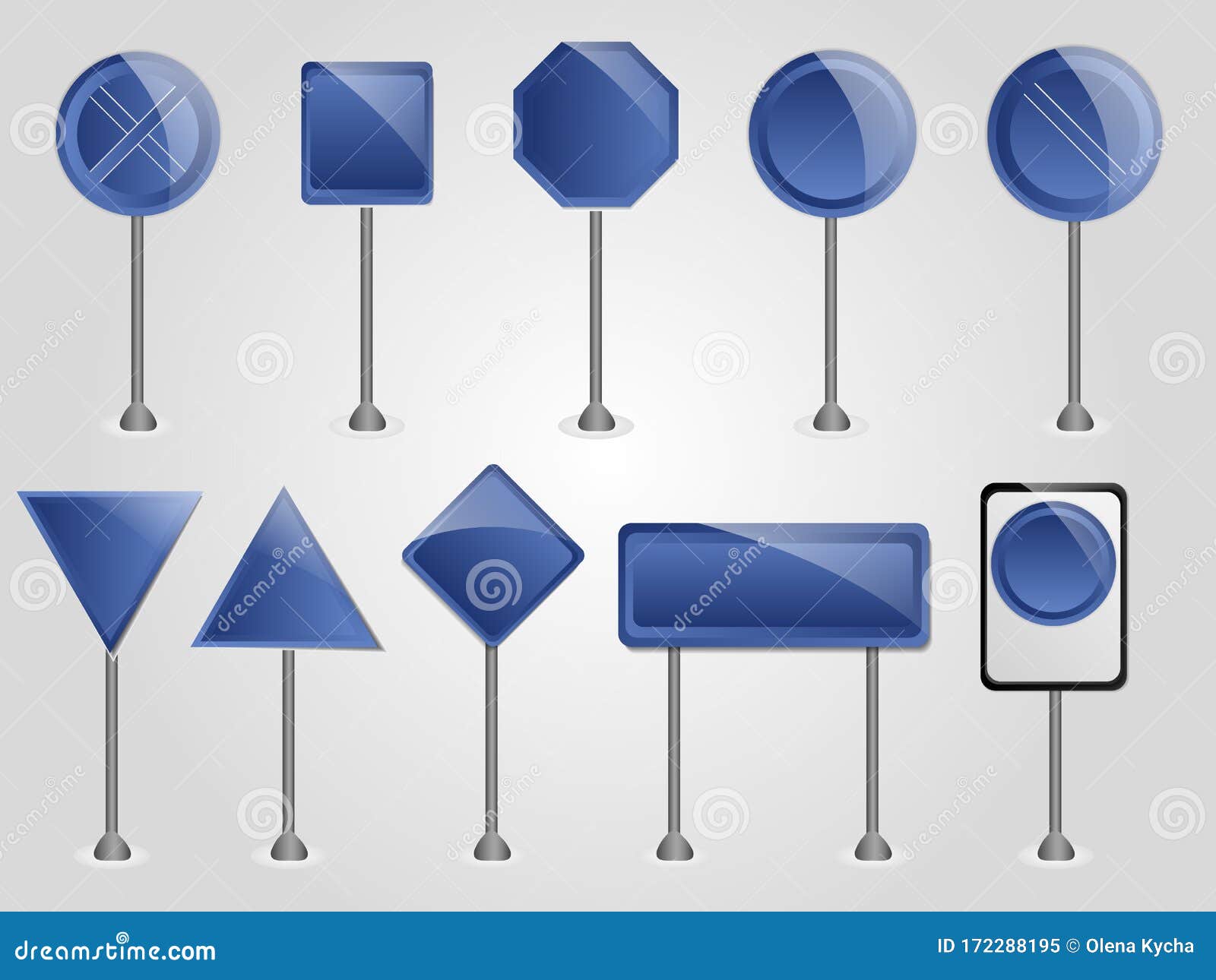 Set Of Empty Volume Road Signs. Realistic Scalable With 3d Volumetric ...