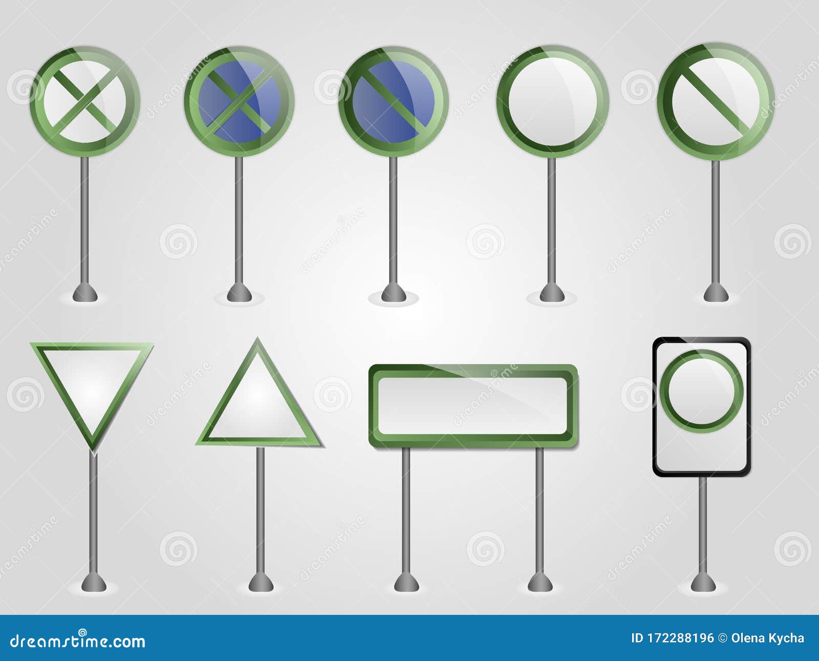 Set of Empty Volume Road Signs. Realistic Scalable with 3d Volumetric ...