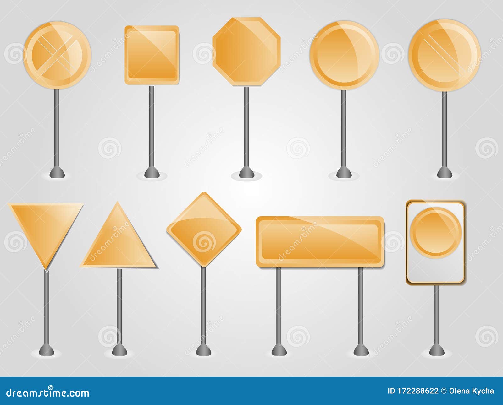 Set Of Empty Volume Road Signs. Realistic Scalable With 3d Volumetric ...