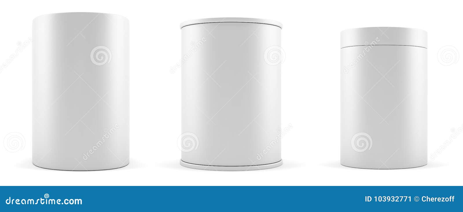Set of Empty White Realistic Cylinders Stock Image - Image of cylinder ...