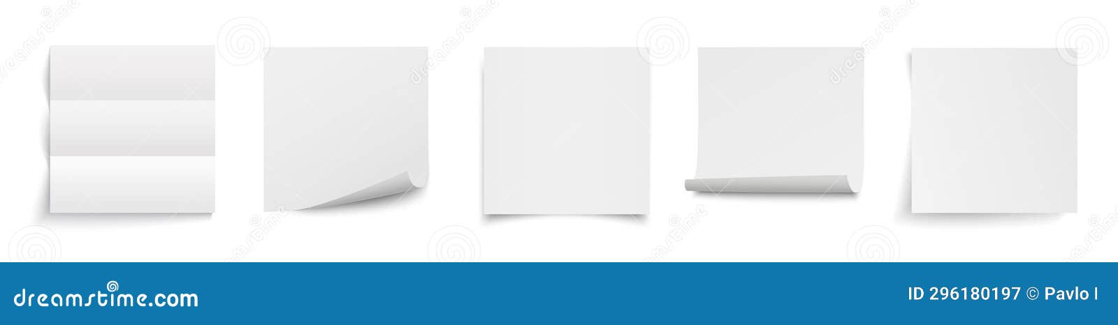 Set Empty White Sticky Paper Sheet, Blank White Paper Opened, Sticky ...