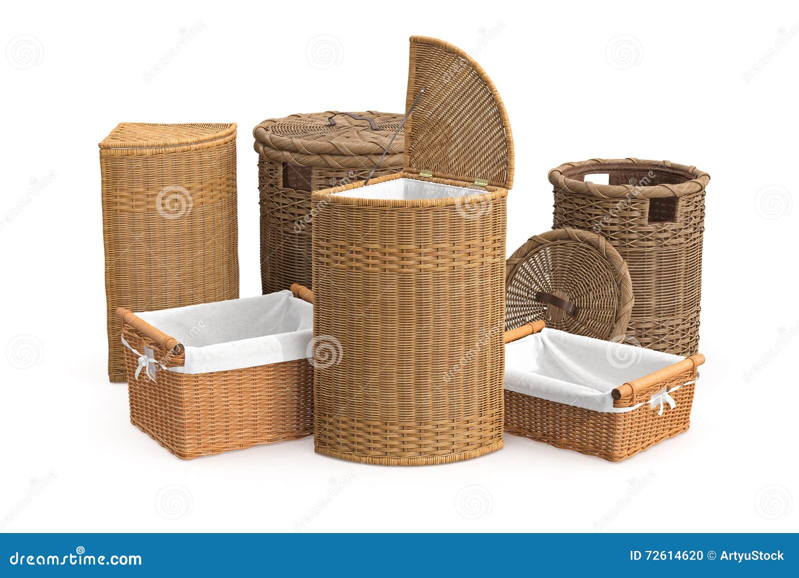 Set empty wicker baskets stock illustration. Illustration of homemade ...