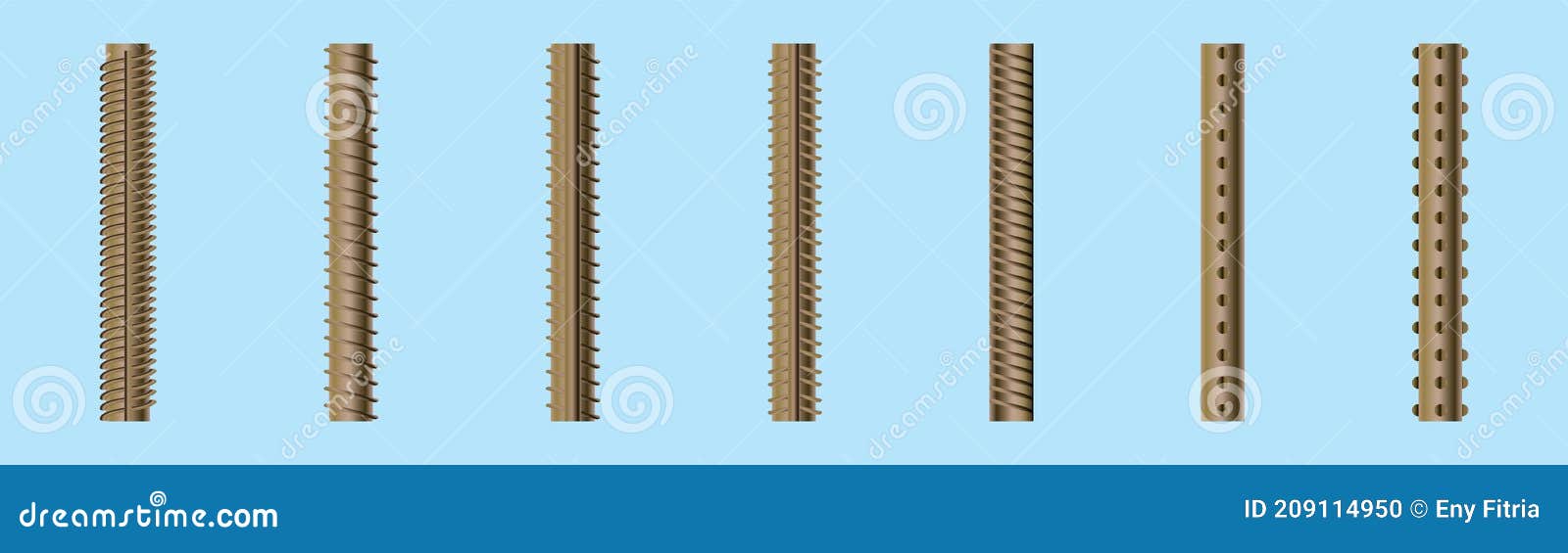 Set of Endless Rebars Cartoon Icon Design Template with Various Models ...