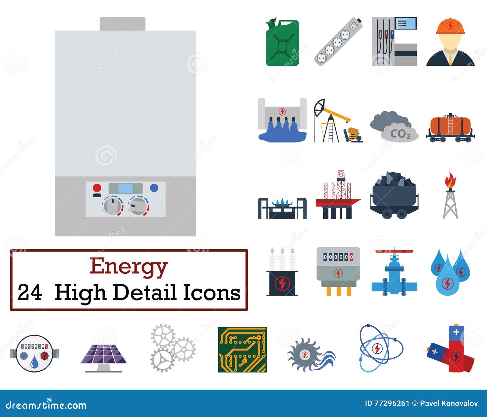 Set of 24 Energy Icons stock vector. Illustration of green - 77296261