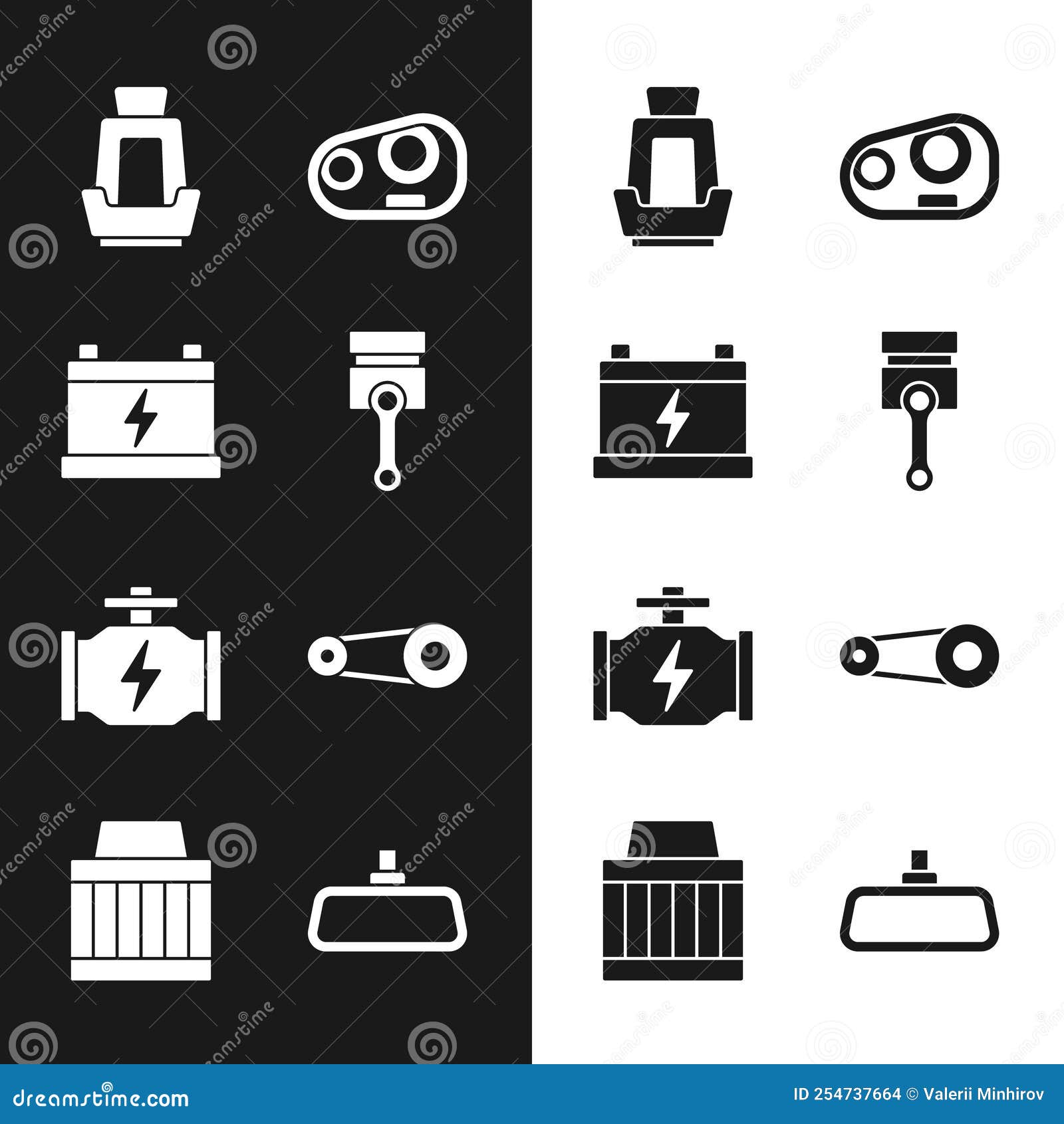 Set Engine Piston, Car Battery, Seat, Headlight, Check Engine, Timing ...