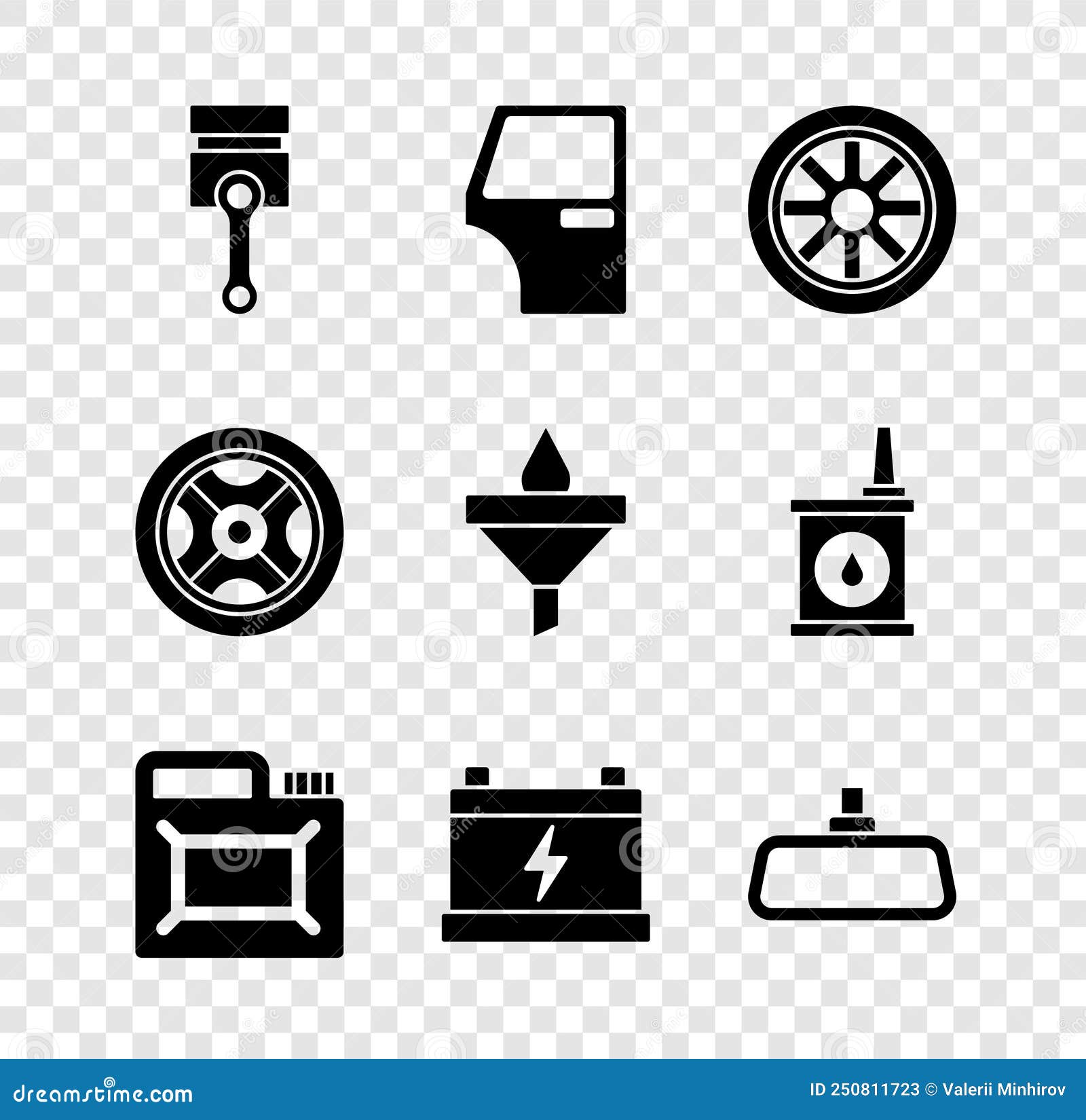 Set Funnel And Oil Drop, Car Spark Plug, Brake Disk With Caliper, Key ... Set Funnel And Oil Drop, Car Spark Plug, Brake Disk With Caliper, Key ...