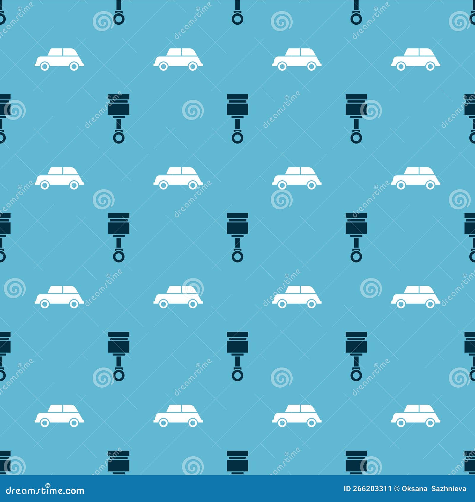Set Engine Piston and Car on Seamless Pattern. Vector Stock ...