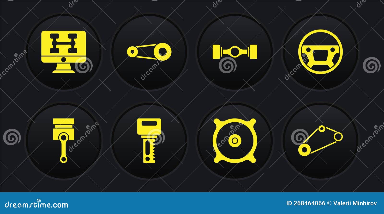 Set Engine Piston, Steering Wheel, Car Key with Remote, Audio Speaker ... Set Engine Piston, Steering Wheel, Car Key with Remote, Audio Speaker ...
