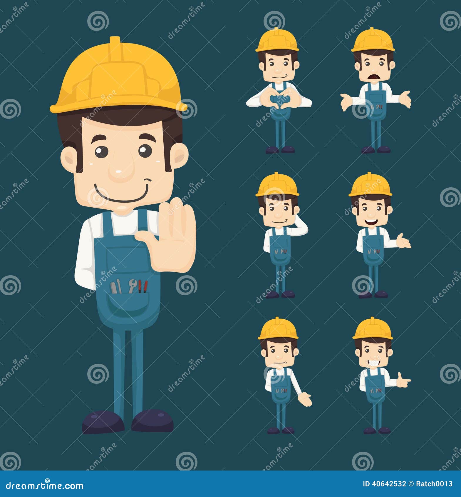 Set Of Engineer Characters Poses Cartoon Vector | CartoonDealer.com ...