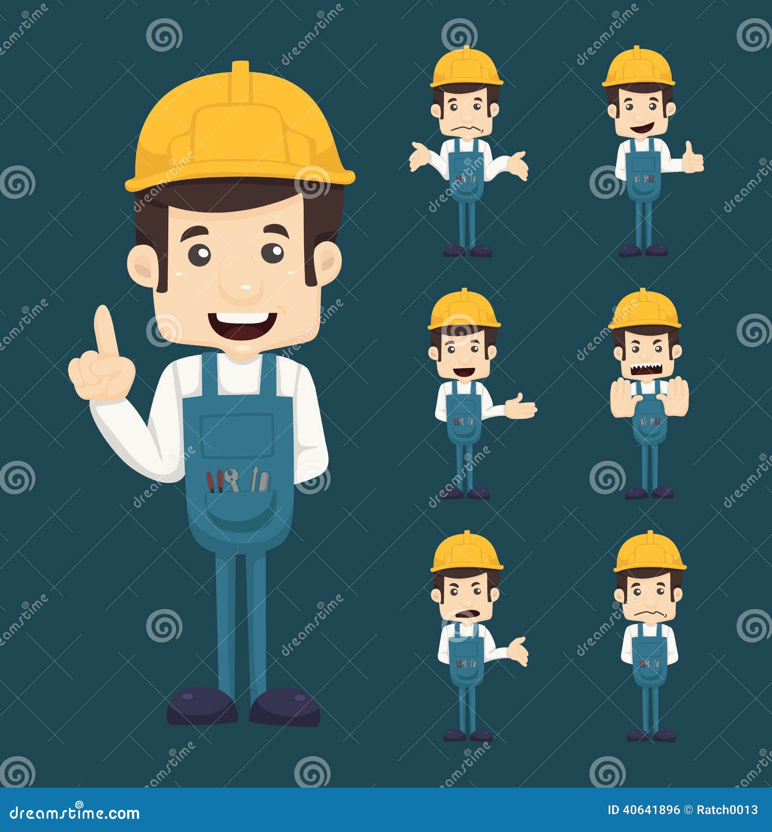 Set of Engineer Characters Poses Stock Vector - Illustration of ...