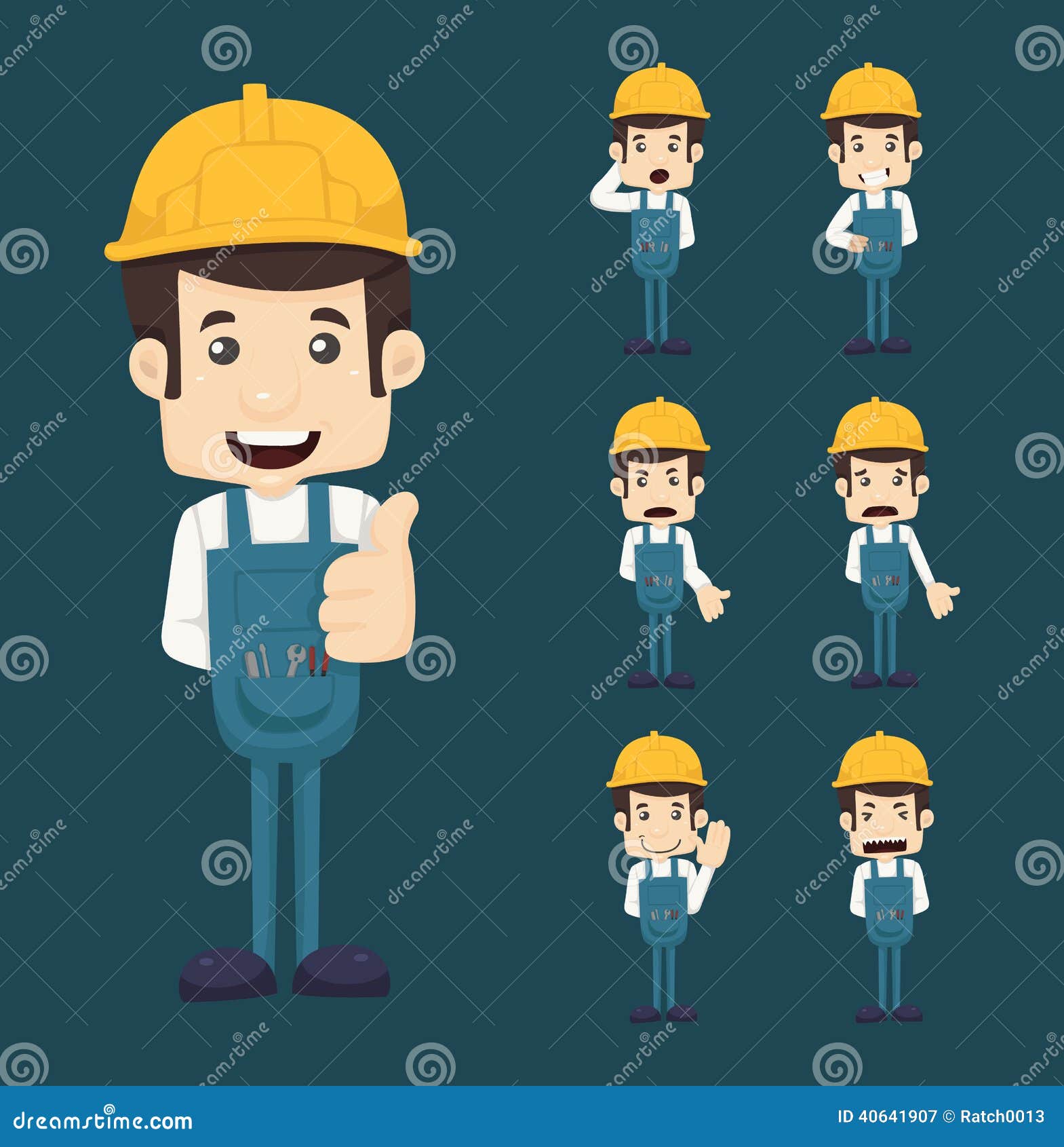 Set Of Engineer Characters Poses Cartoon Vector | CartoonDealer.com ...