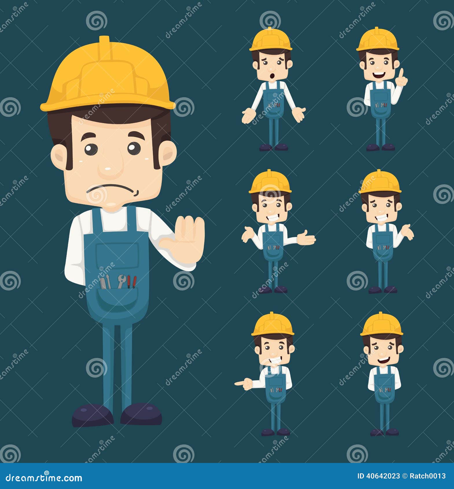 Set Of Engineer Characters Poses Cartoon Vector | CartoonDealer.com ...