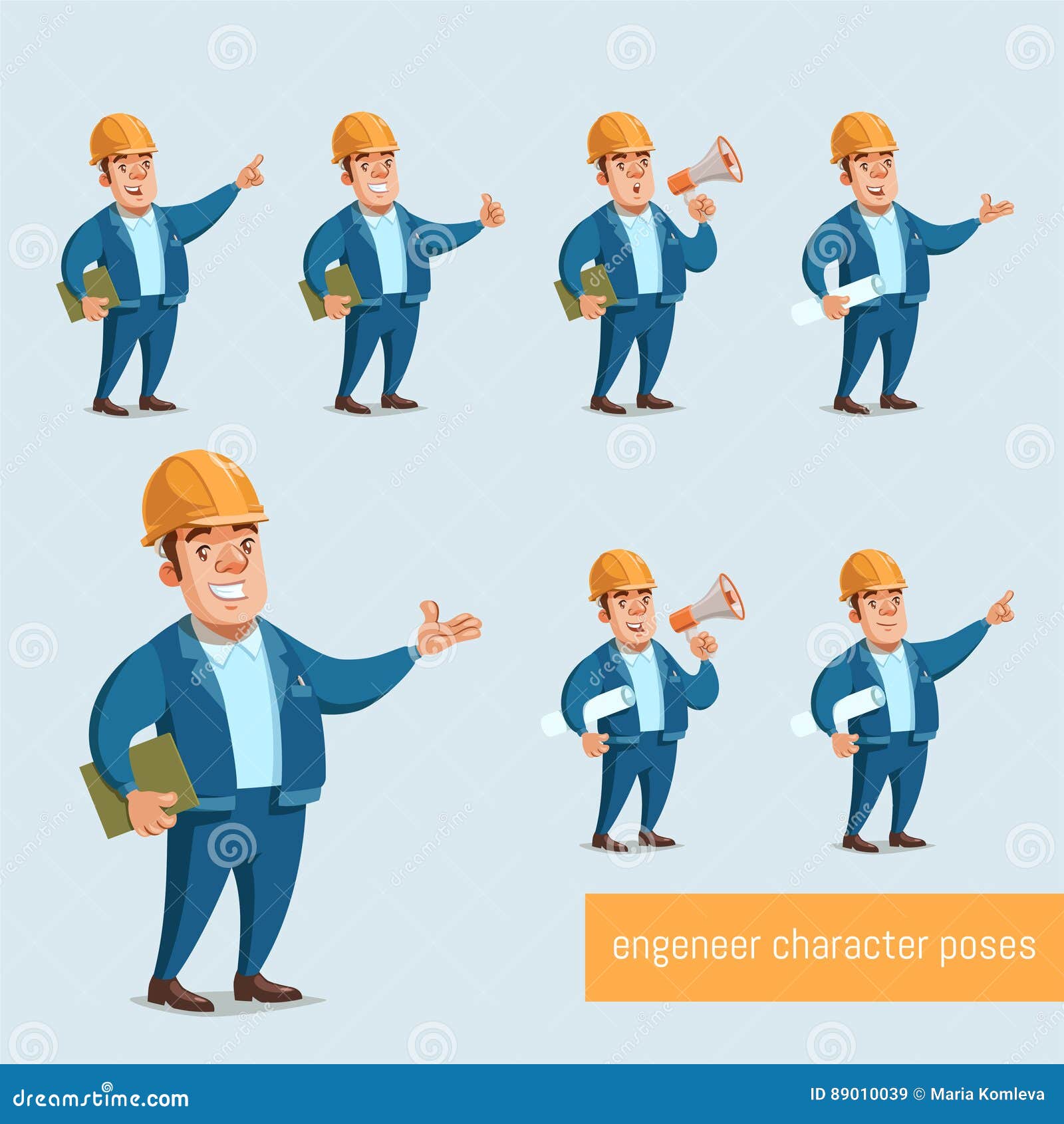 Set Of Engineer Characters Poses Cartoon Vector | CartoonDealer.com ...