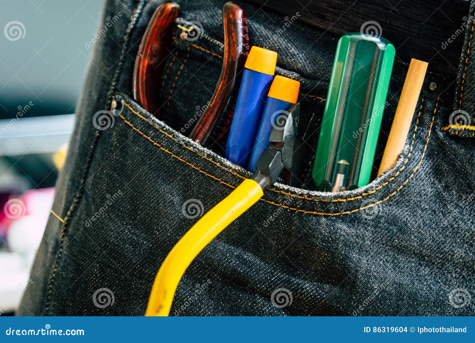 Set of Engineer Hand Tools in Jeans, a Jeans with Engineer Constructor ...