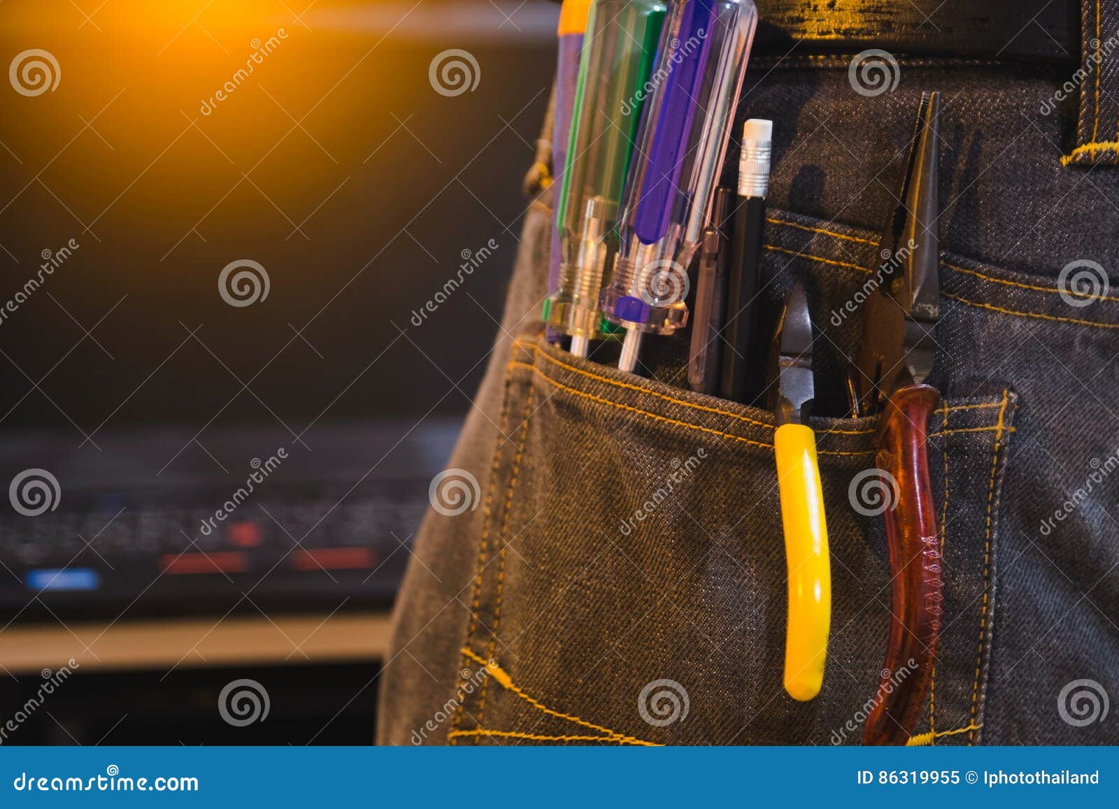 Set of Engineer Hand Tools in Jeans, a Jeans with Engineer Constructor ...