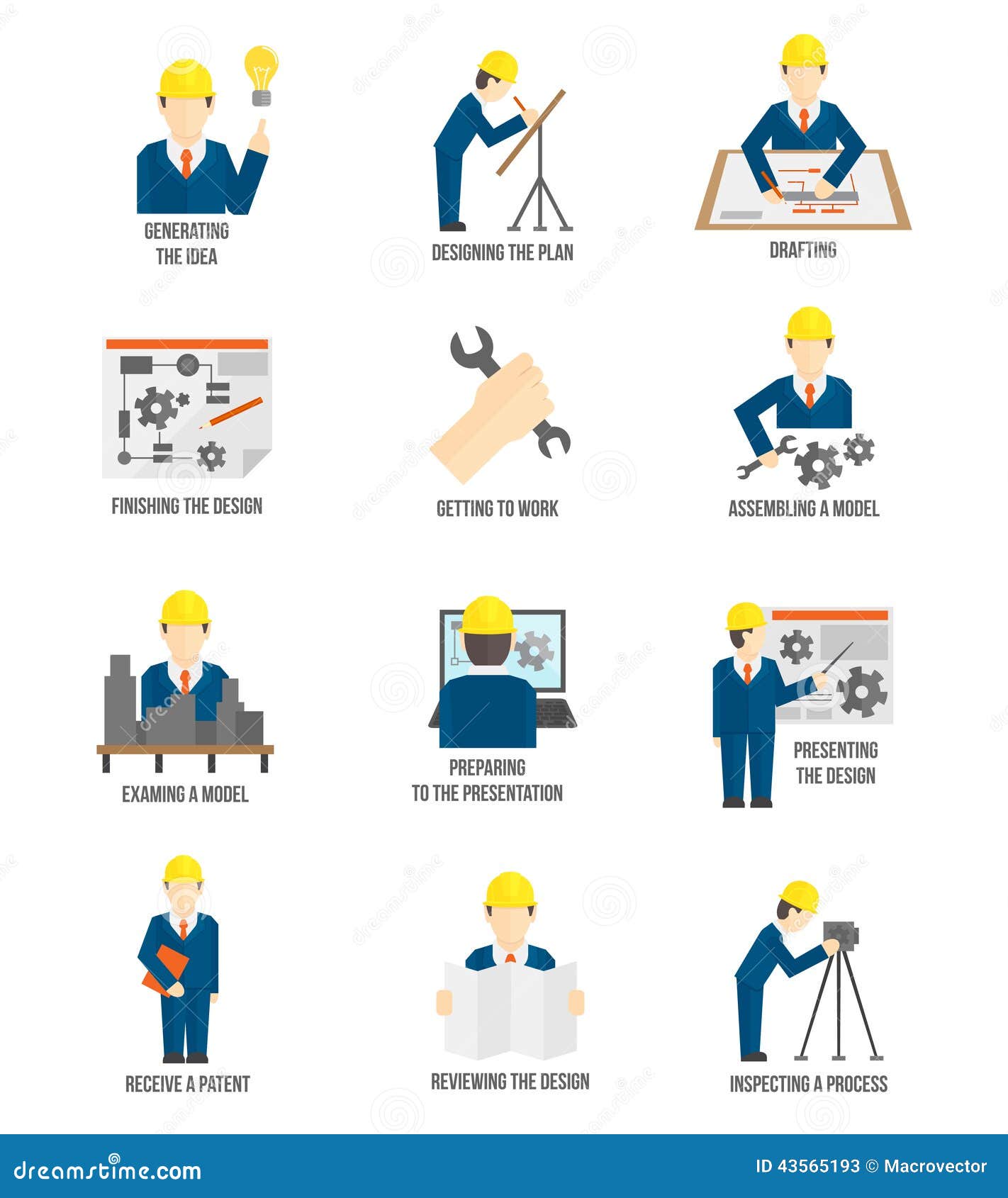 Set of engineer icons stock vector. Illustration of hand - 43565193