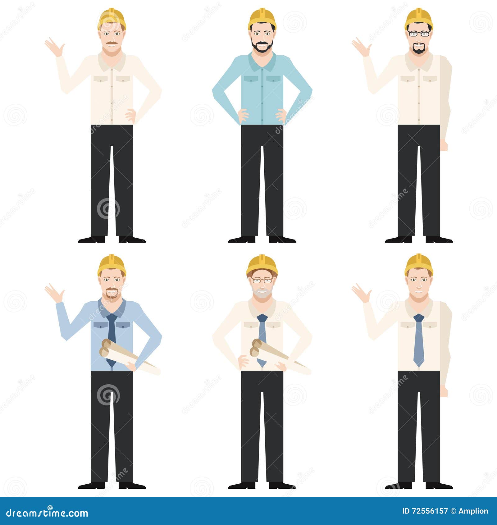 Set of engineer men stock vector. Illustration of business - 72556157