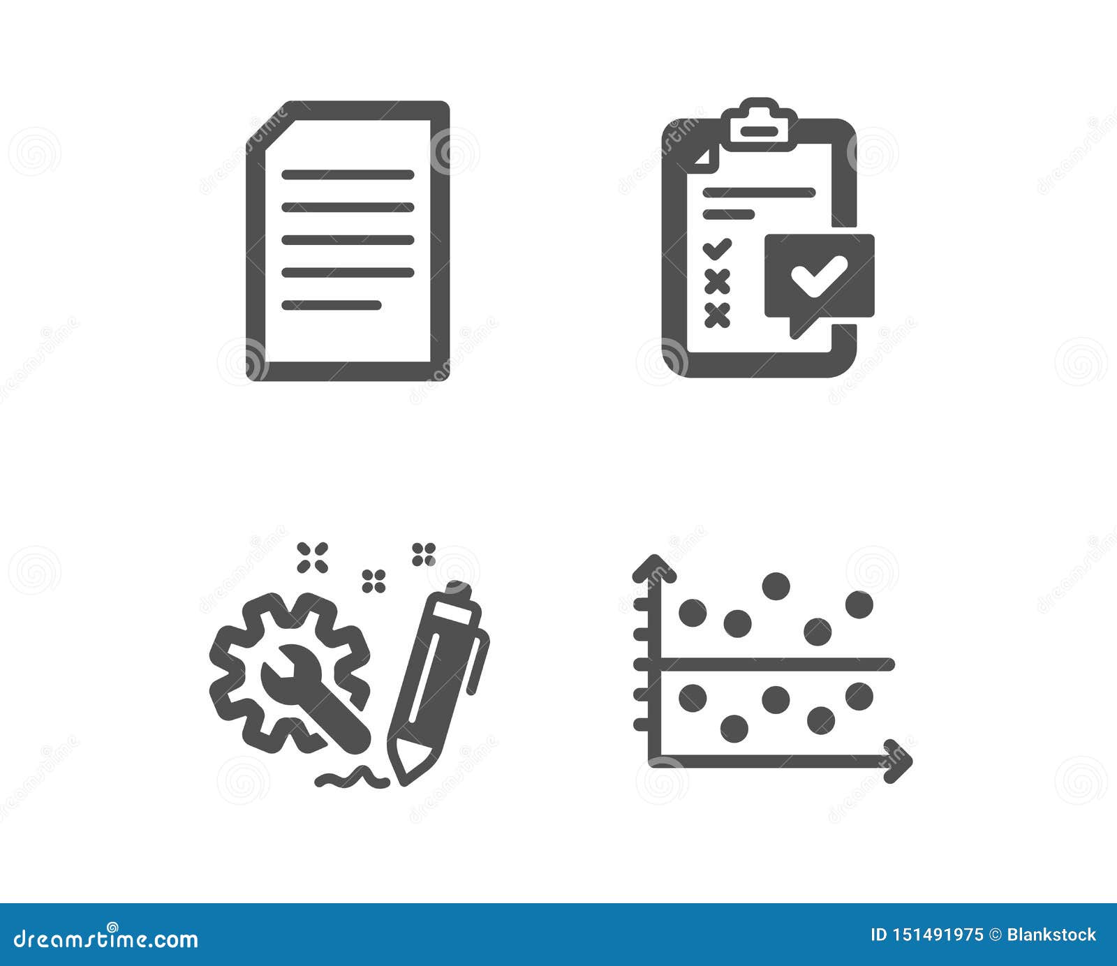 Engineering, Checklist And Document Icons. Dot Plot Sign. Construction ...