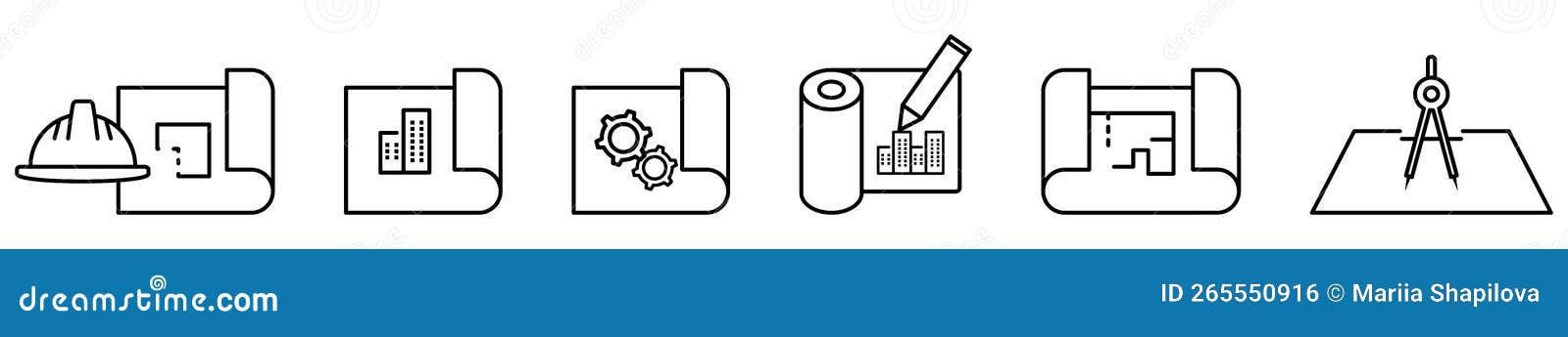 Set of Engineering Drawing Icons Stock Vector - Illustration of ...
