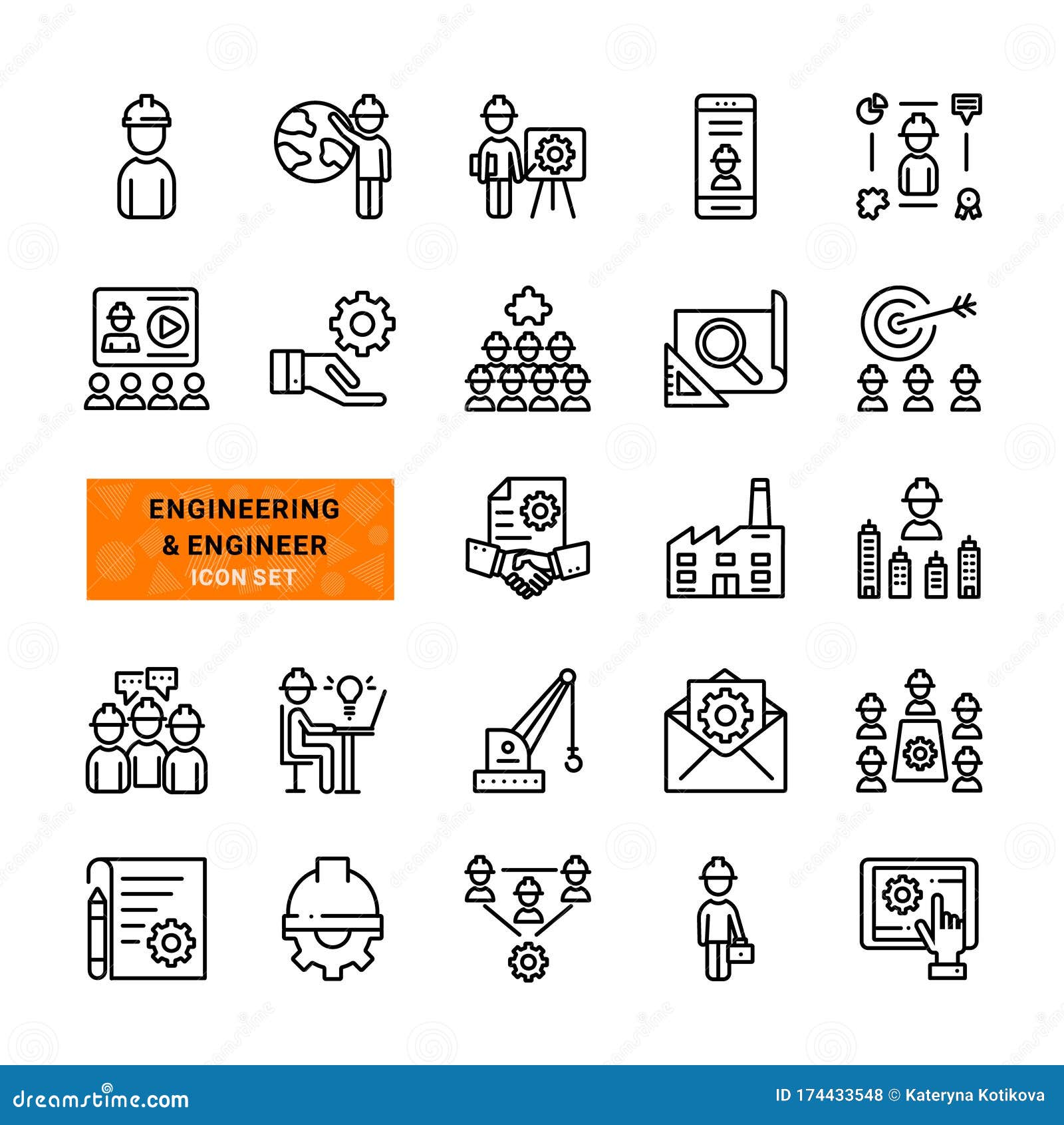 Engineering and Engineer Icon Set Stock Vector - Illustration of ...