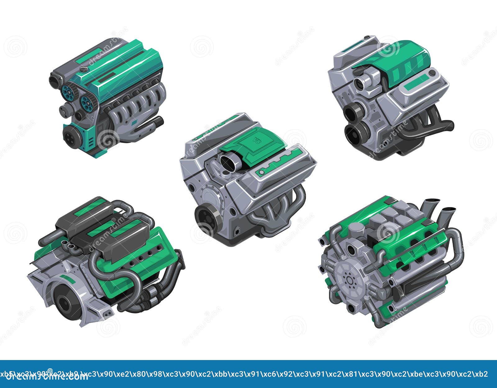 A set of sports engines stock vector. Illustration of engine - 245082196