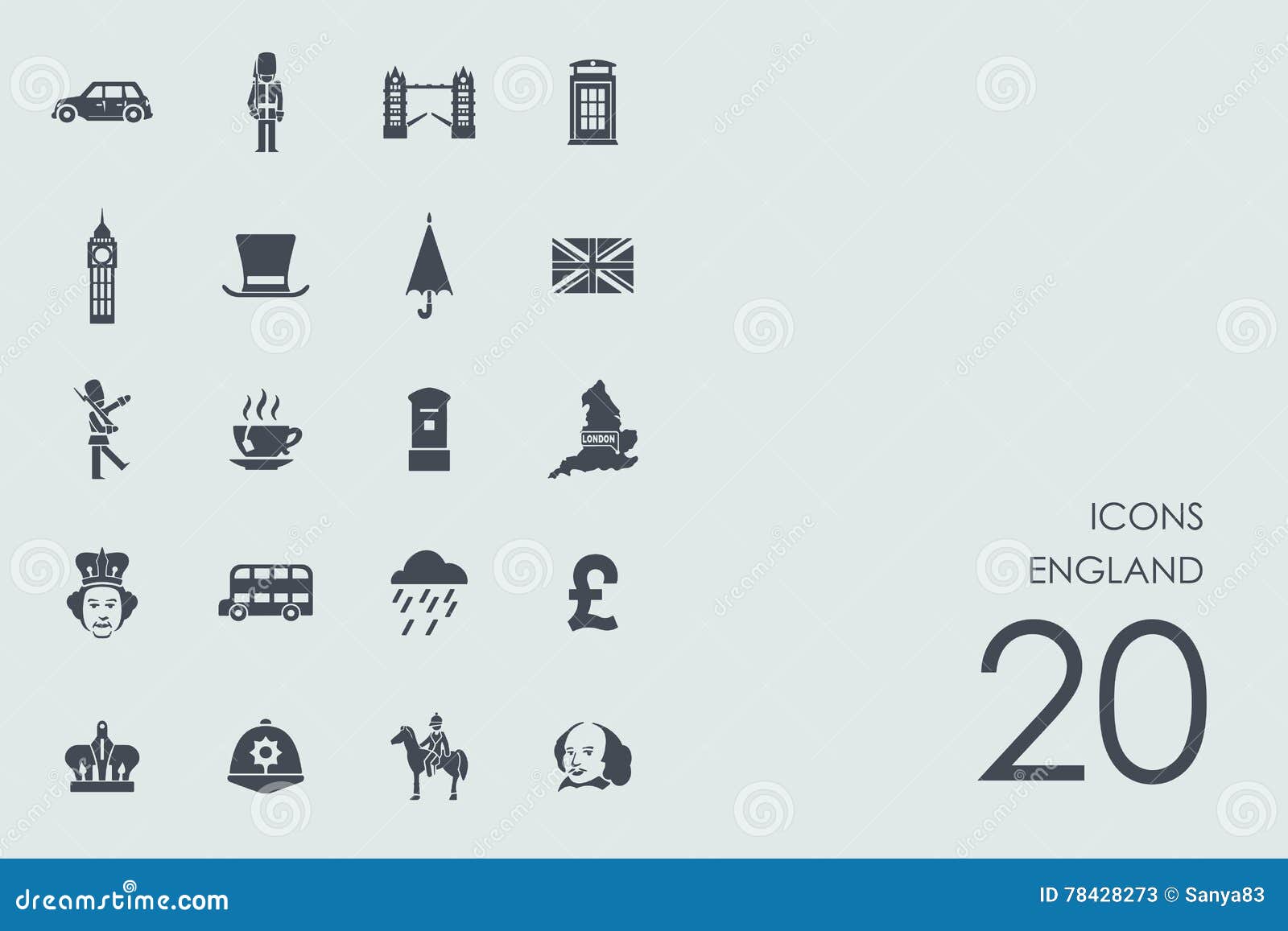 Set of England icons stock vector. Illustration of crown - 78428273