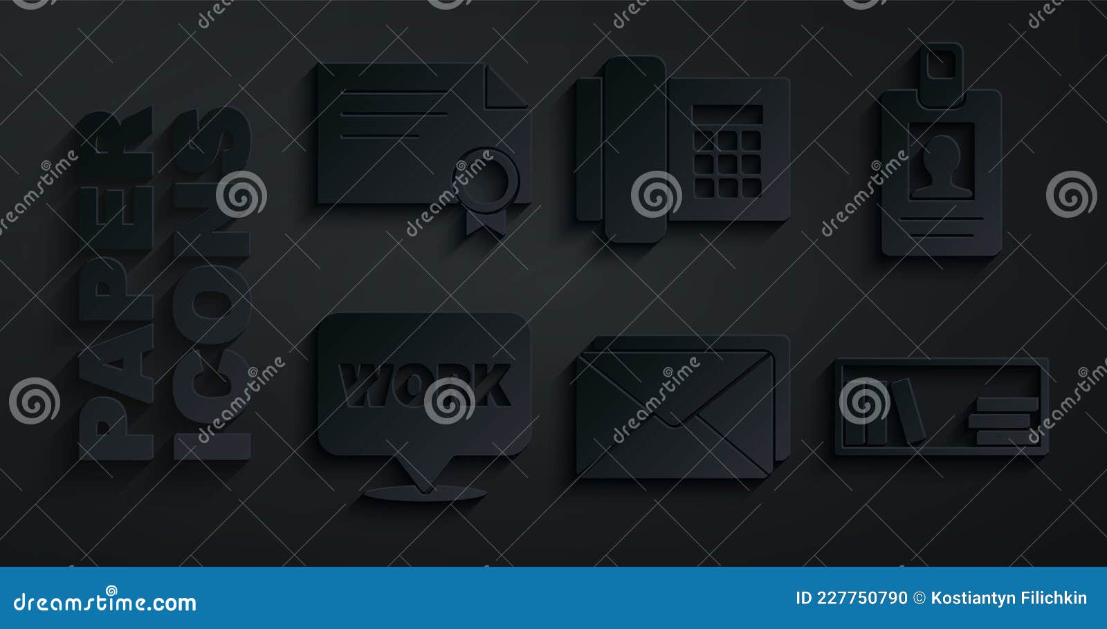 Set Envelope, Identification Badge, Location with Text Work, Shelf ...