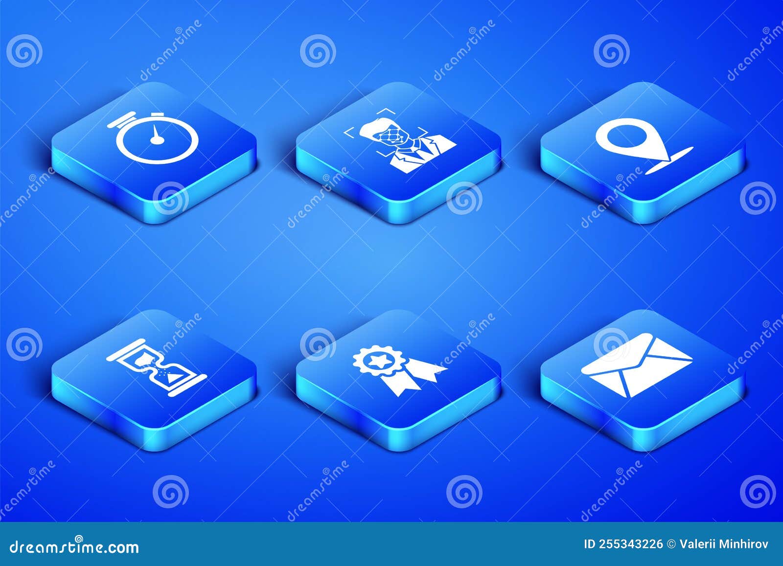 Set Envelope, Stopwatch, Medal with Star, Old Hourglass, Face ...