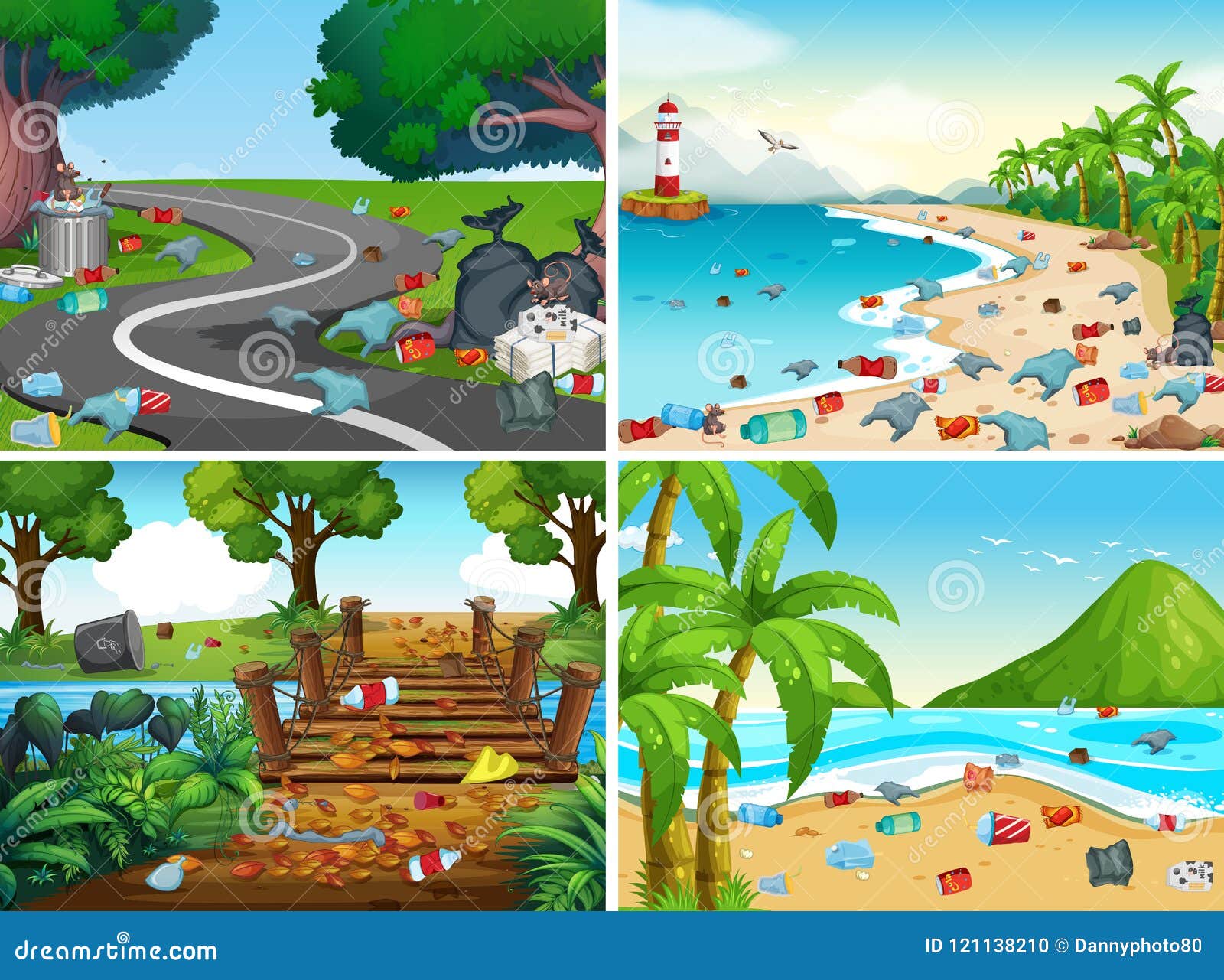 A Set of Environmental Pollution Stock Vector - Illustration of ecology ...