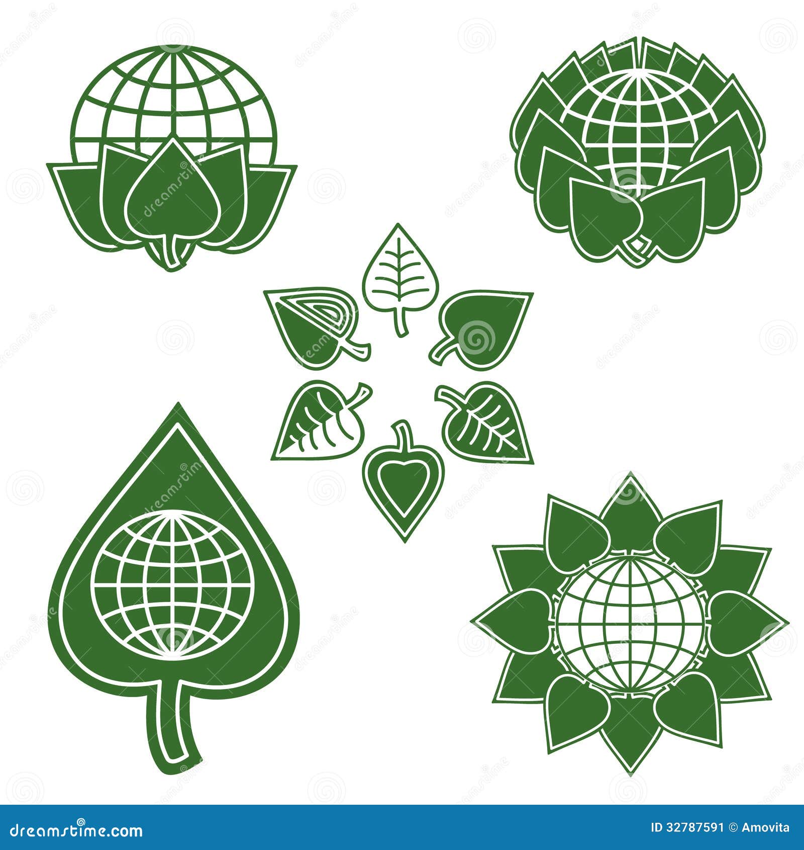 Set Of Eco Friendly Signs, Icons. Collection Of Green Line Art Symbols ...