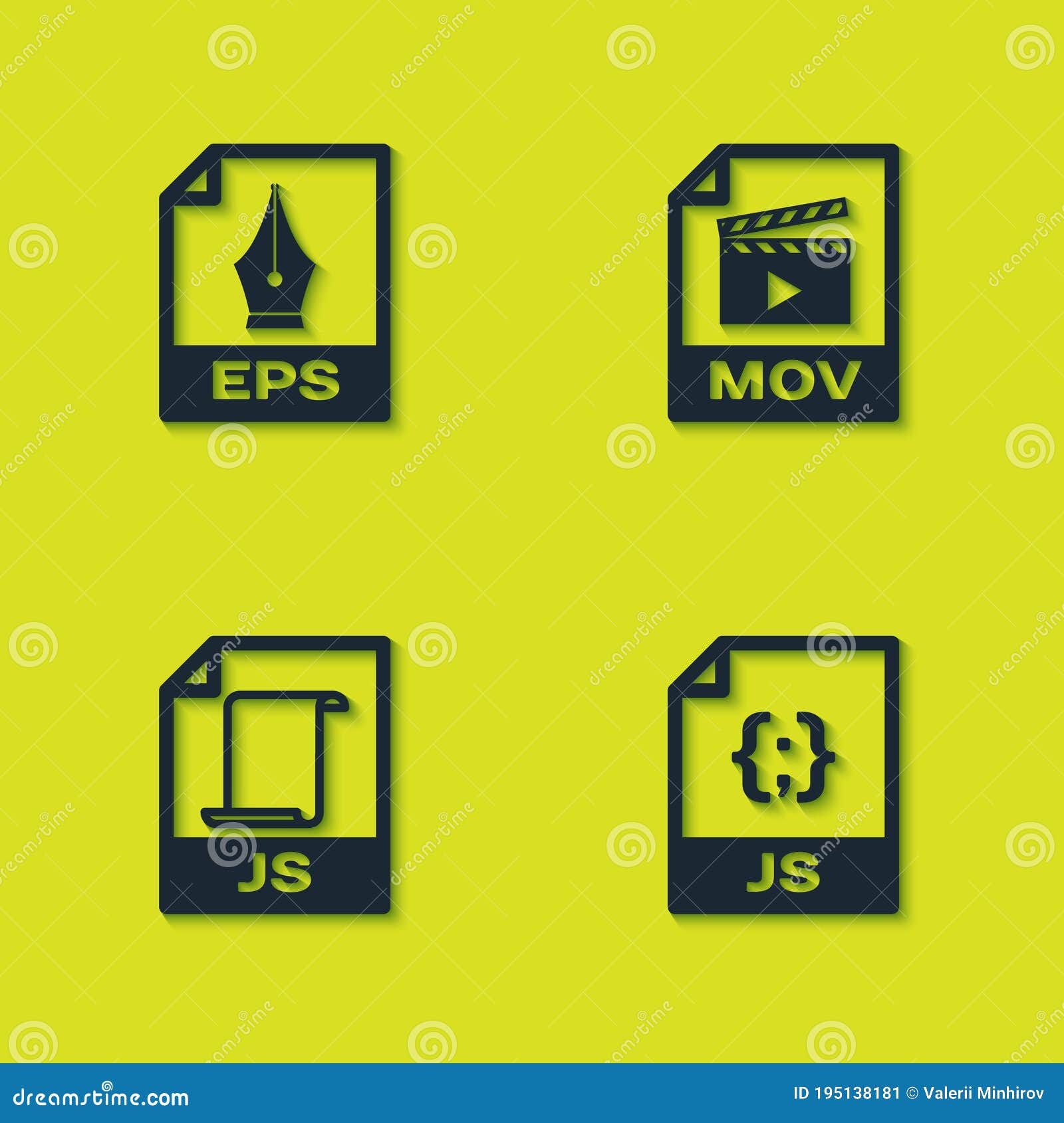 Set EPS File Document, JS, and MOV Icon. Vector Editorial Photo ... Set EPS File Document, JS, and MOV Icon. Vector Editorial Photo ...