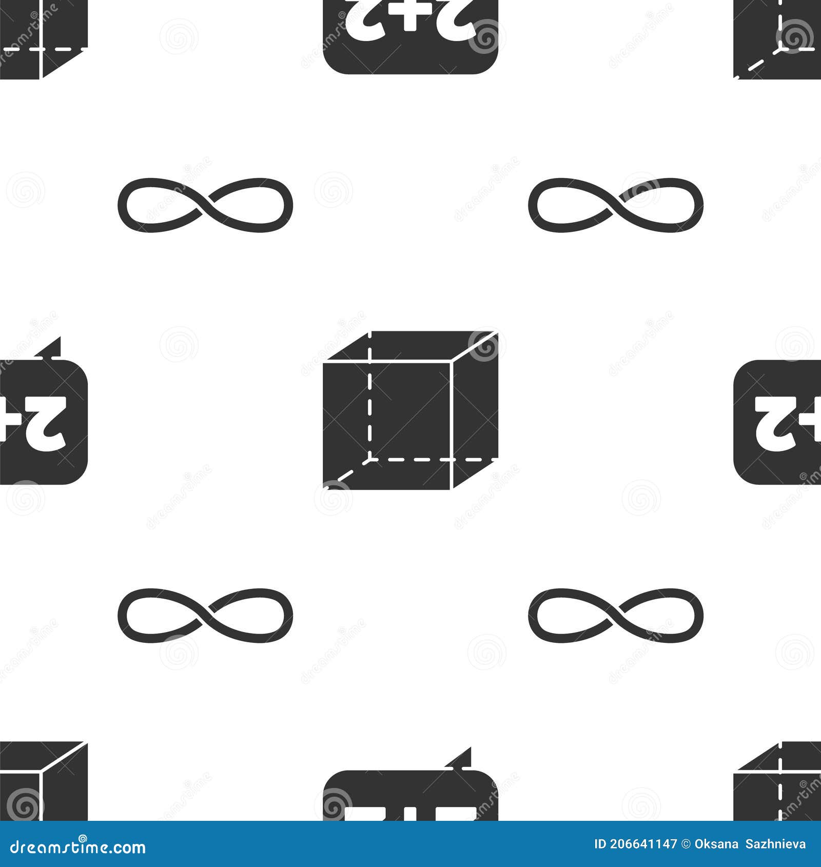 Set Equation Solution, Geometric Figure Cube and Infinity on Seamless ...