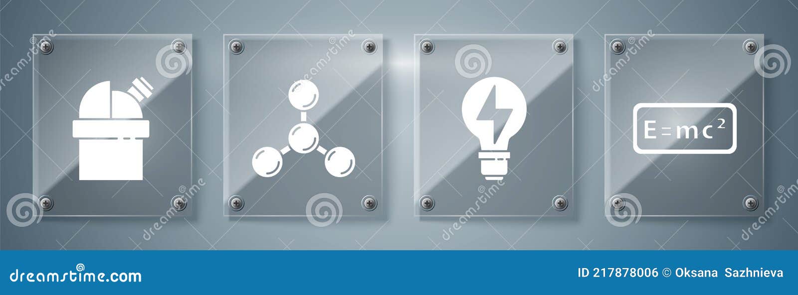 Set Equation Solution, Light Bulb with Lightning, Molecule and ...