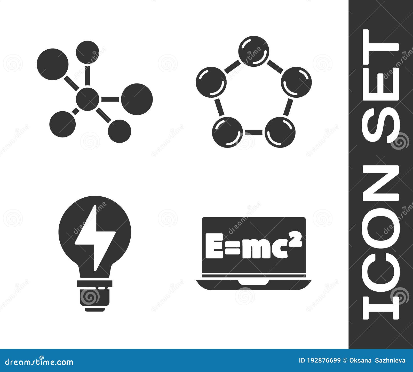 Set Equation Solution, Molecule, Light Bulb with Lightning and Molecule ...