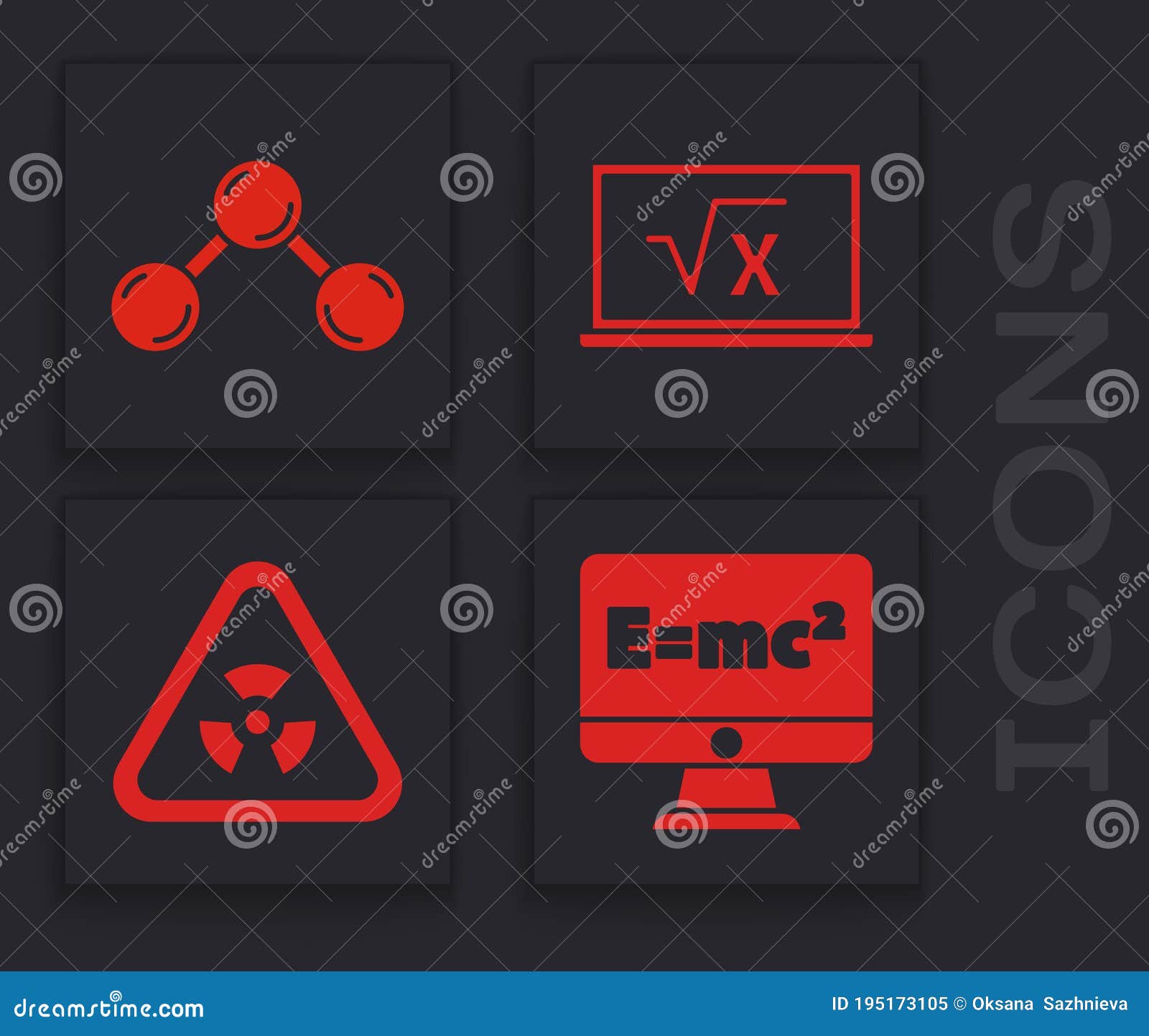 Set Molecule, Square Root Of 4 Glyph, Planet Earth And Radiation And ...