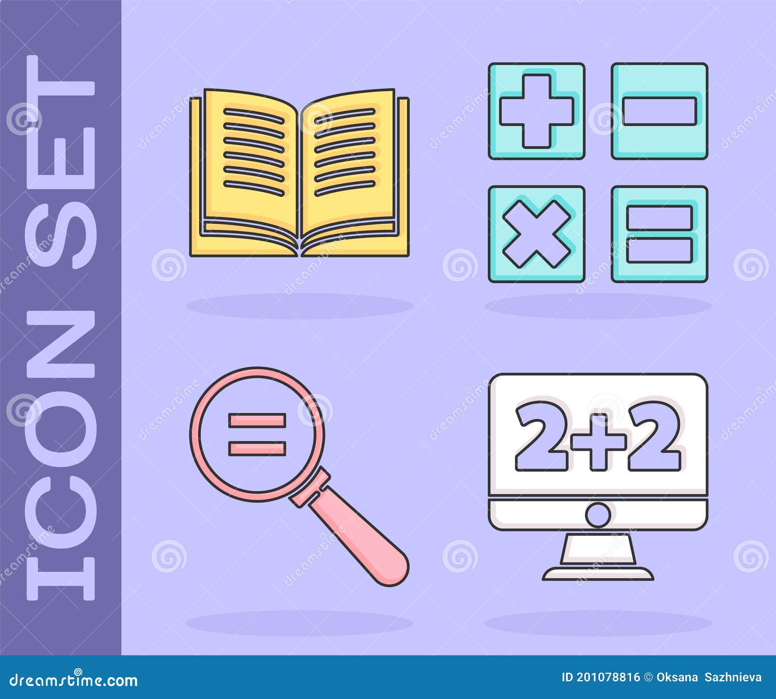 Set Equation Solution, Open Book, Calculation and Calculator Icon ...