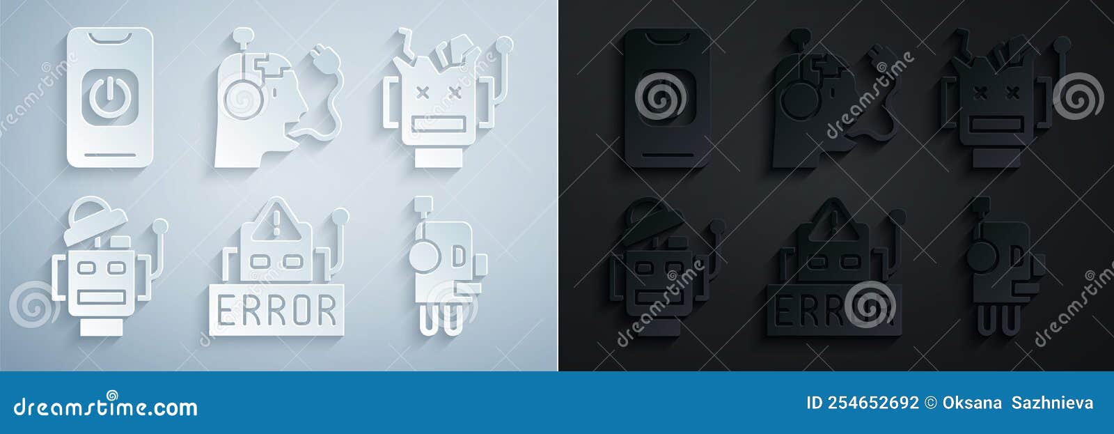 Set Error in Robot, Broken, Robot, Charging Battery and Turn Off from ...