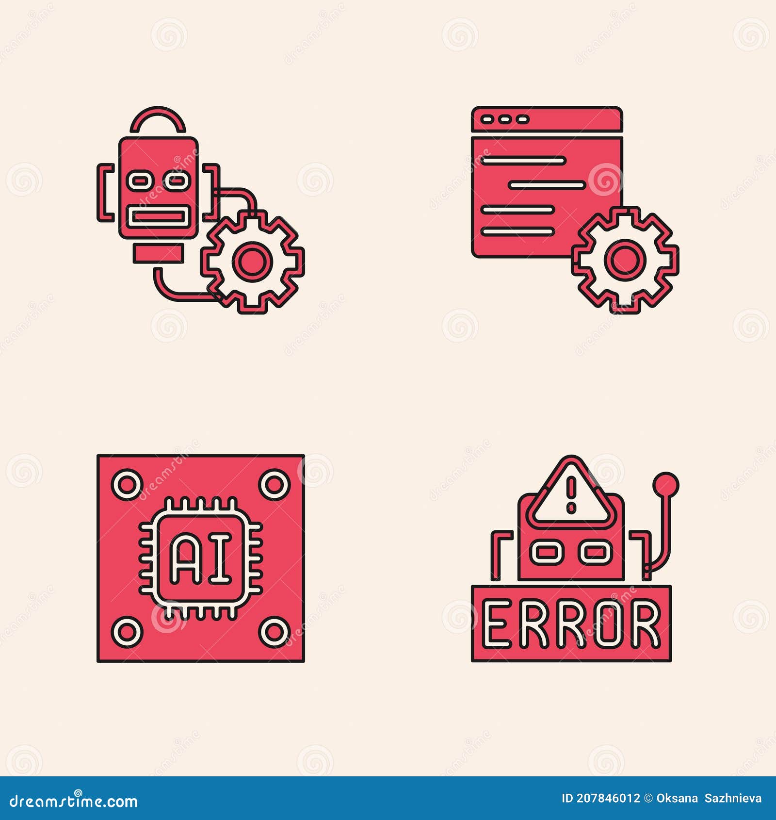 Set Error In Robot Robot Setting Computer Api Interface And Processor With Microcircuits Cpu 3223