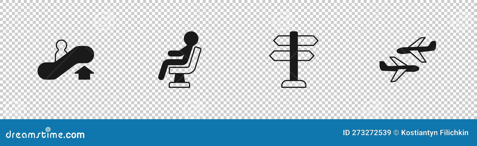 Set Escalator Up, Human Waiting In Airport Terminal And Mobile With ... Set Escalator Up, Human Waiting In Airport Terminal And Mobile With ...