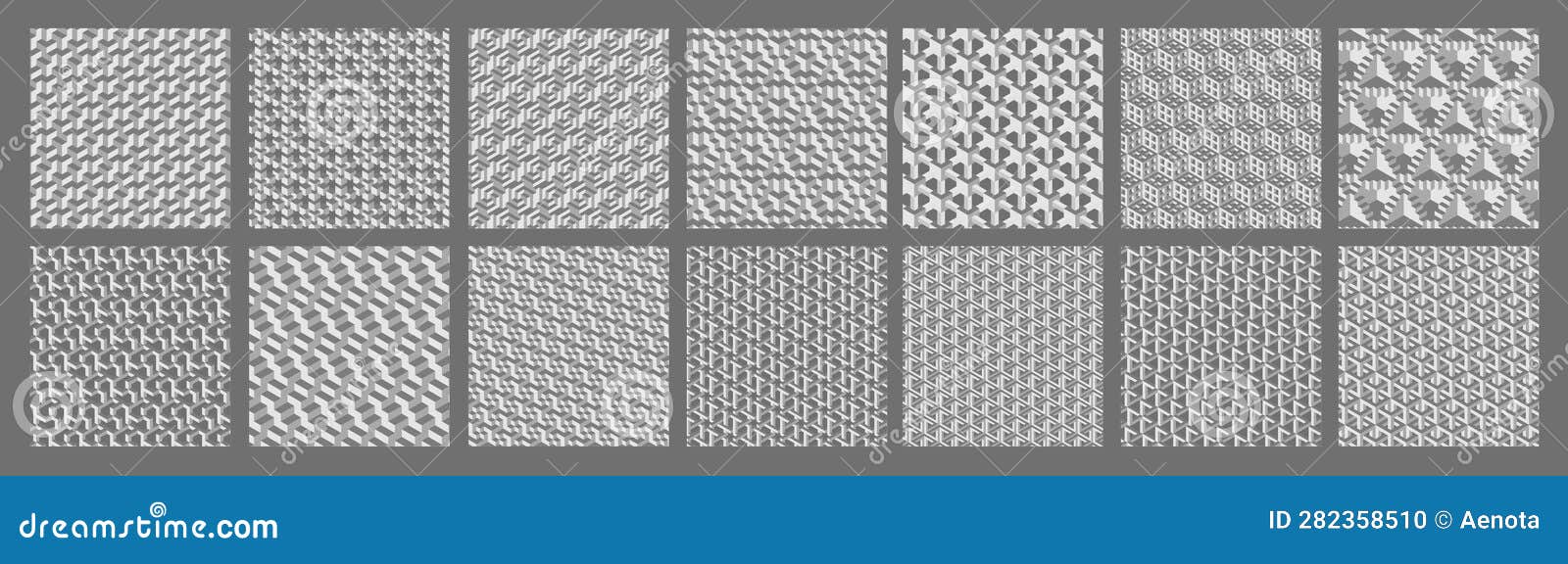 Set of Escher Geometric Patterns - Abstract 3D Voxel Backgrounds Stock ...