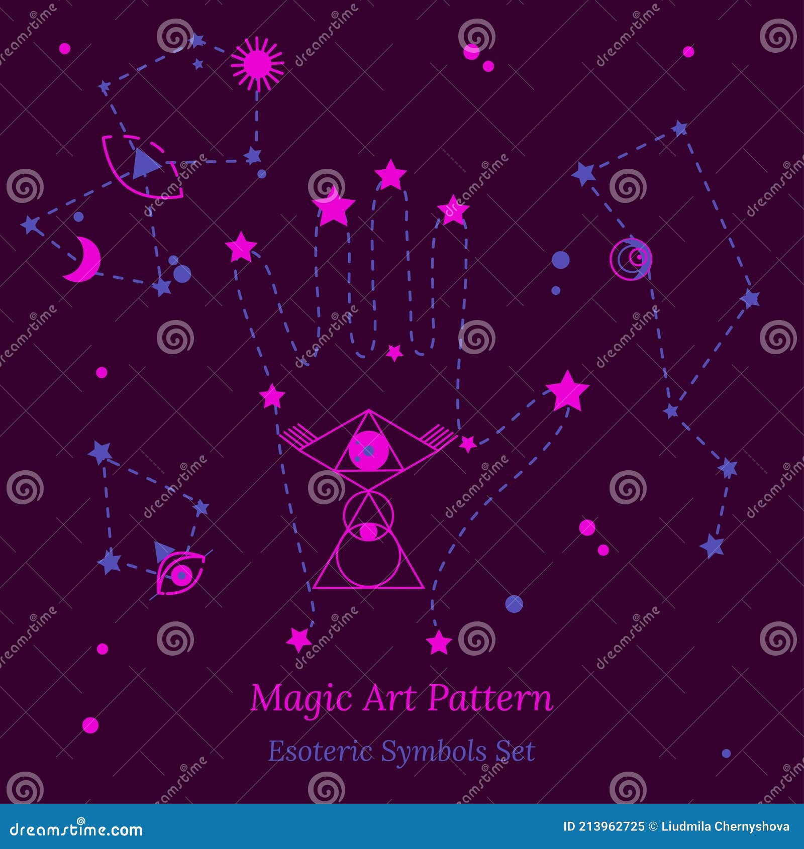 Set of Esoteric Symbols for Fortune Telling by Hand. Illustration of ...