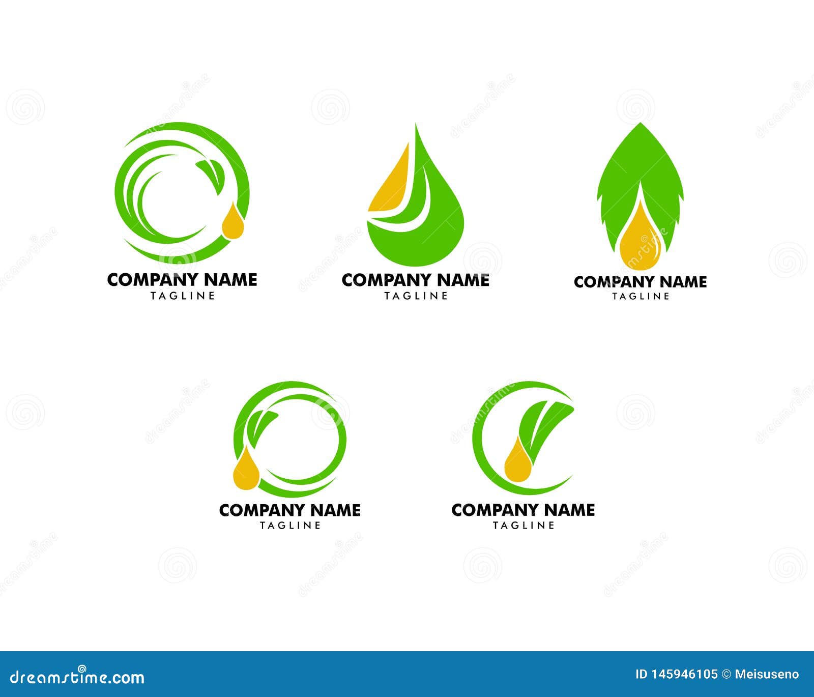 Set of Essential Oil Logo Design, Natural Oil with Fresh Herbs Vector ...