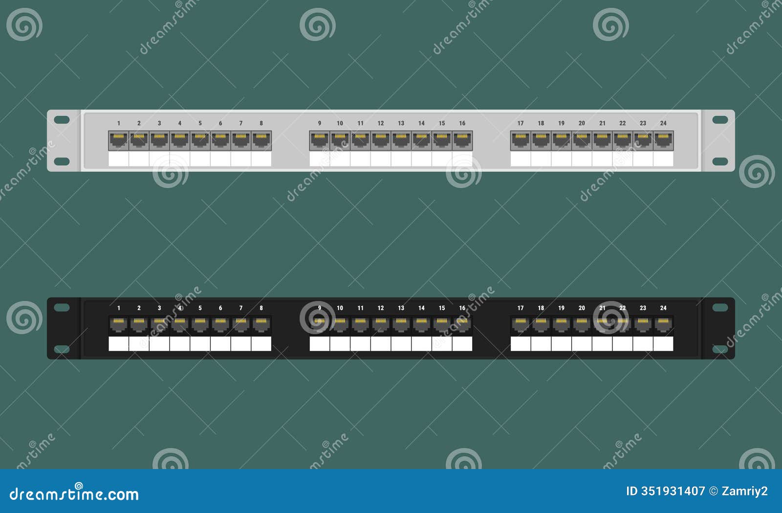 24 Ethernet Ports Patch Panel Set Stock Illustration - Illustration of ...