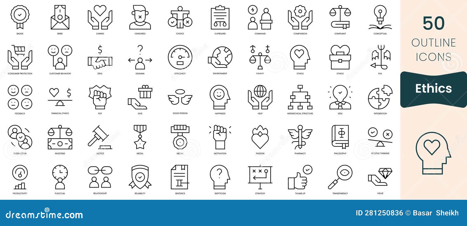 Set of Ethics Icons. Thin Linear Style Icons Pack Stock Vector ...