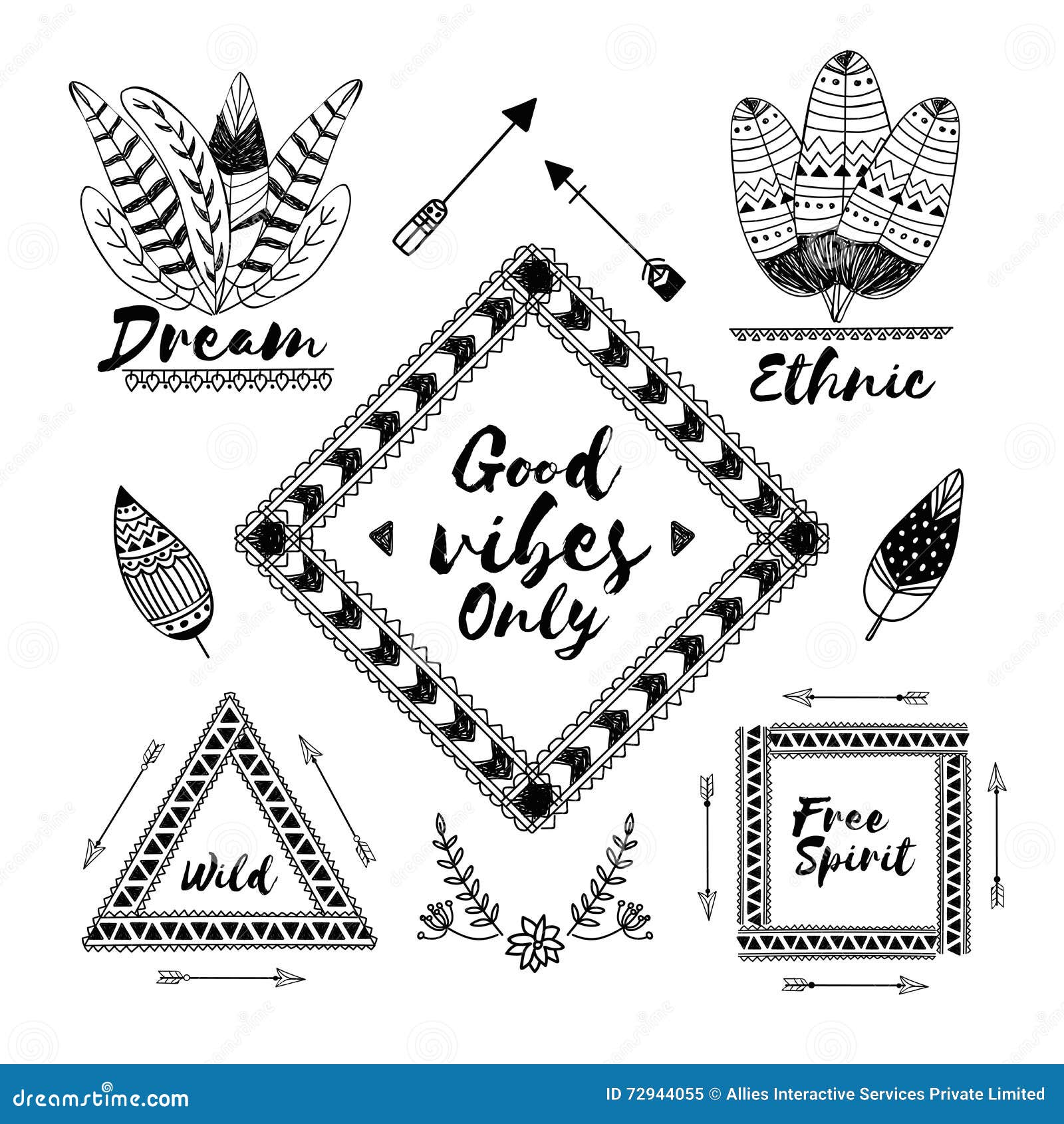 Set of Ethnic Boho Elements. Stock Illustration - Illustration of ...